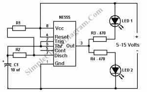 Led Flasher Circuit Using 555 IC – Simple Circuit Diagram
