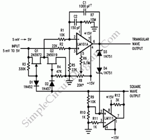 10 Hz to 10 Khz Voltage Controlled Oscillator – Simple Circuit Diagram