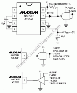 Shutdown Schemes for MAX1044/ICL7660 – Simple Circuit Diagram