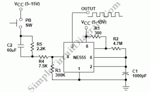 555 IC for Square Wave Tone Burst Generator – Simple Circuit Diagram