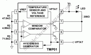 TMP01 Temperature Out-of-Range Warning – Simple Circuit Diagram
