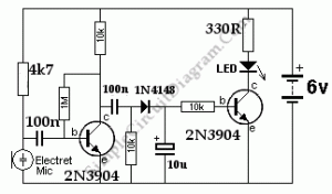 Sound Controlled Activated Triggered LED – Simple Circuit Diagram