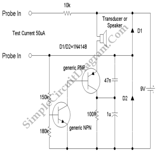 Continuity And Component Tester – Simple Circuit Diagram Continuity And Component Tester – Simple Circuit Diagram
