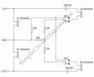 Passive Audio Stereo-to-Surround Adapter – Simple Circuit Diagram