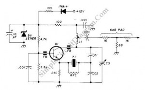 90-125 Mhz Crystal RF Oscillator – Simple Circuit Diagram