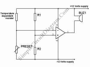 Temperature Alarm With Op Amp Comparator Simple Circuit Diagram