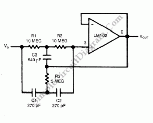 High-Q Notch Filter with Active Twin T Network – Simple Circuit Diagram