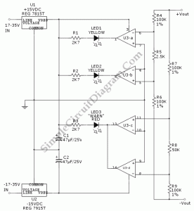Balance Indicator for Symmetric Power Supply – Simple Circuit Diagram